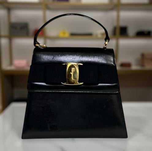 FERRAGAMO Vara Top Handle Crossbody in Navy – More Than You Can Imagine